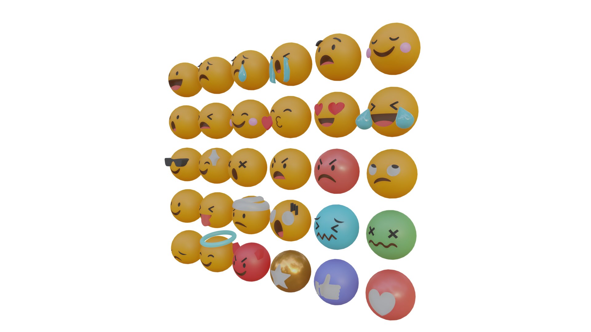 3D 30 Emoji Pack Model - TurboSquid 2281145