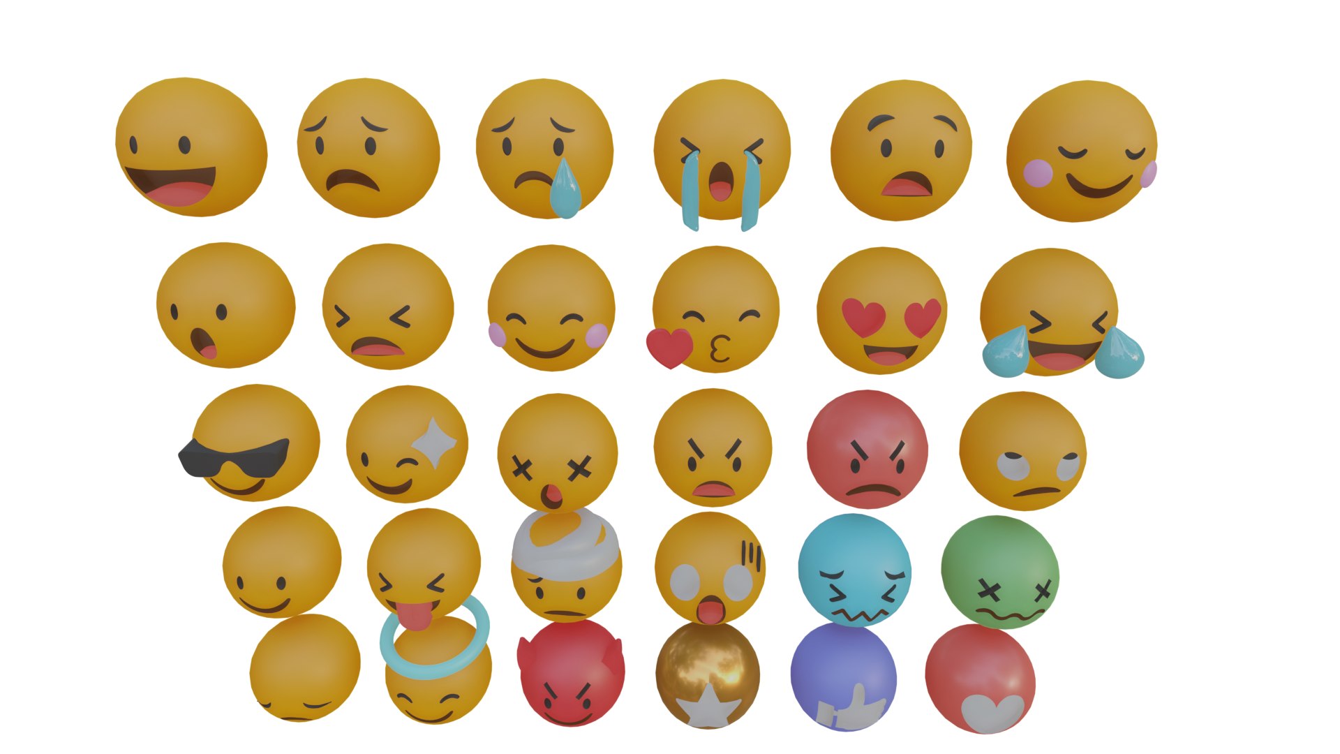 3D 30 Emoji Pack Model - TurboSquid 2281145