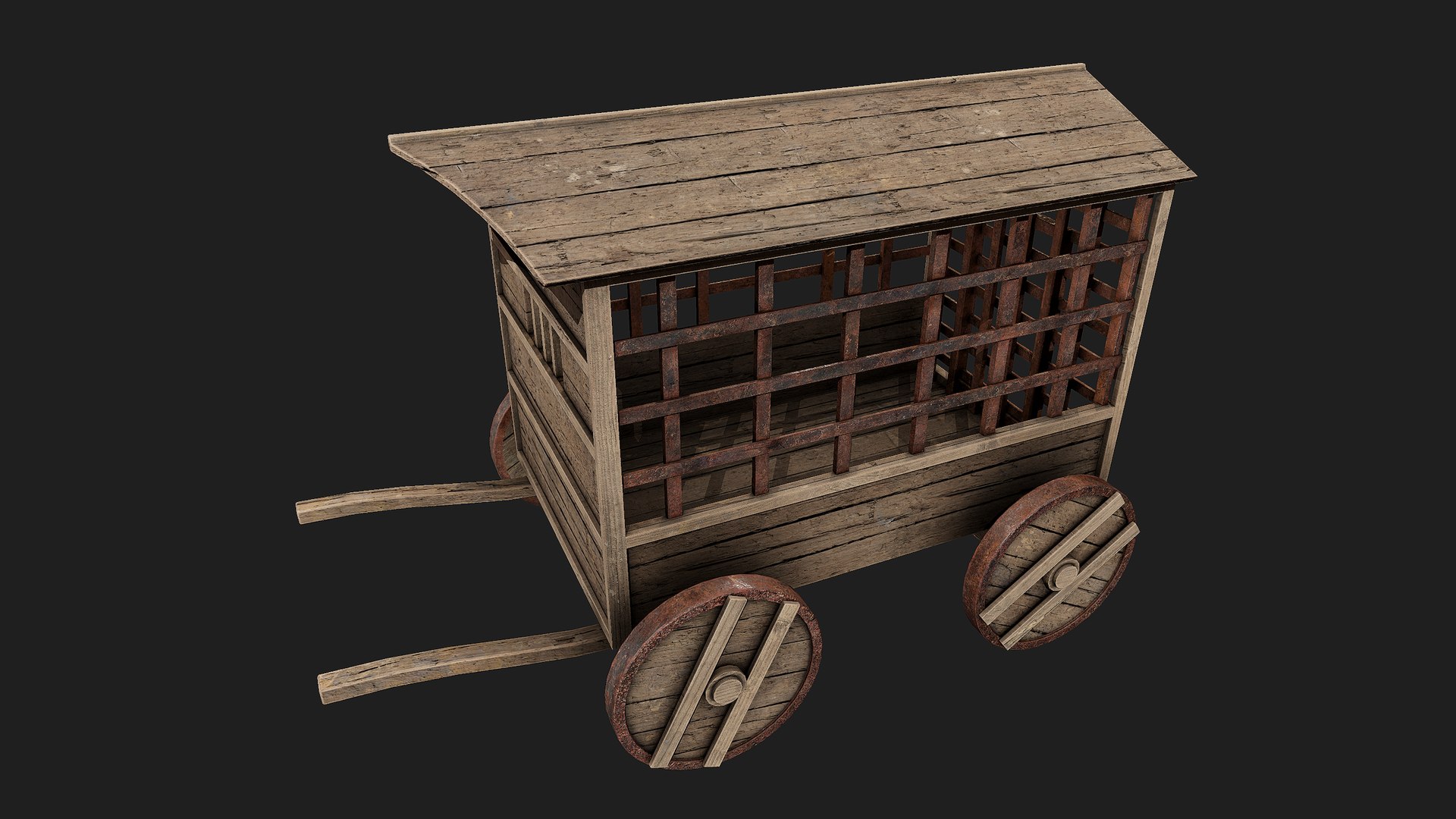 Old wooden carriage Low-poly 3D model 3D - TurboSquid 2169851