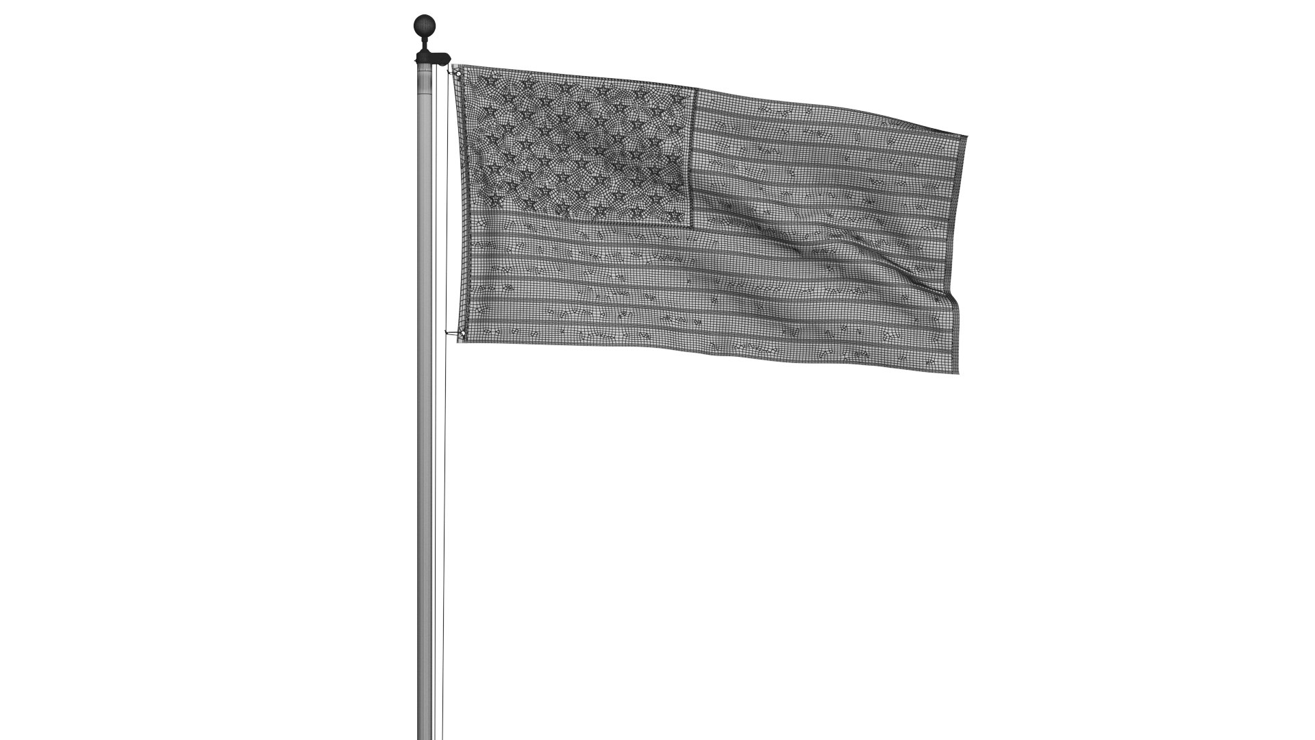 USA Flag On High Flagpole 3D - TurboSquid 2132643