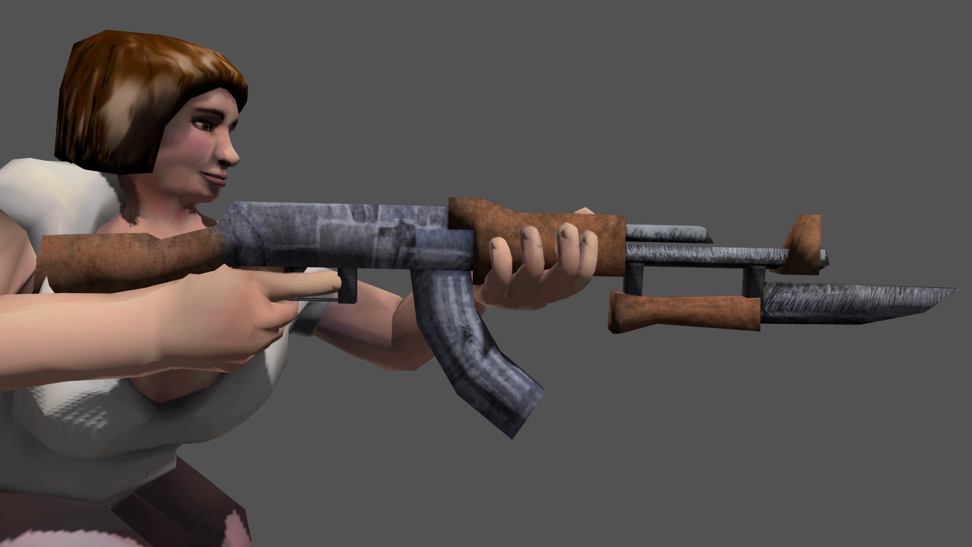 3ds max woman gun character