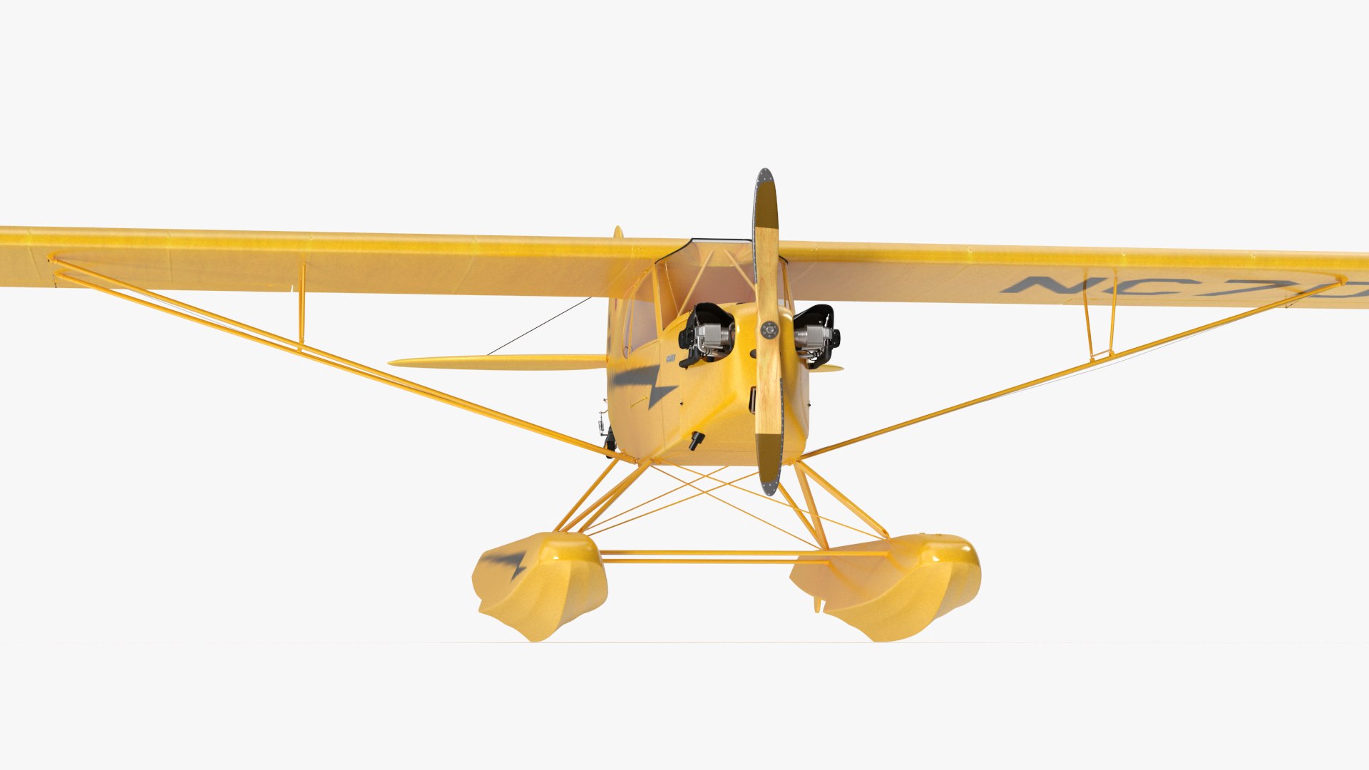 Classic Monoplane Aircraft Piper J-3 With Floats Rigged For Maya 3D ...