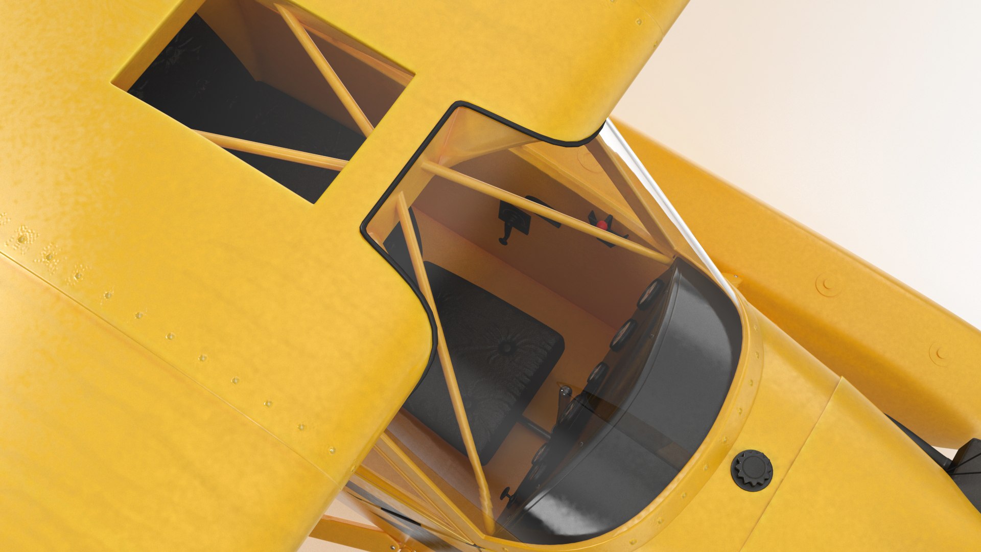 Classic Monoplane Aircraft Piper J-3 With Floats Rigged For Maya 3D ...