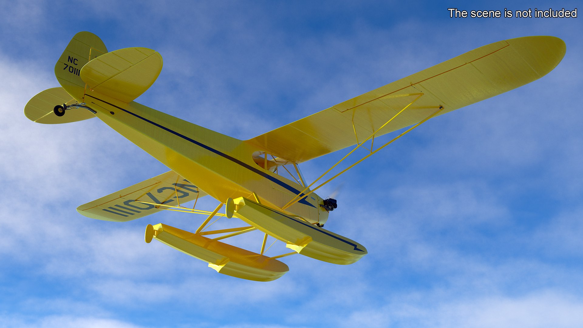 Classic Monoplane Aircraft Piper J-3 With Floats Rigged For Maya 3D ...