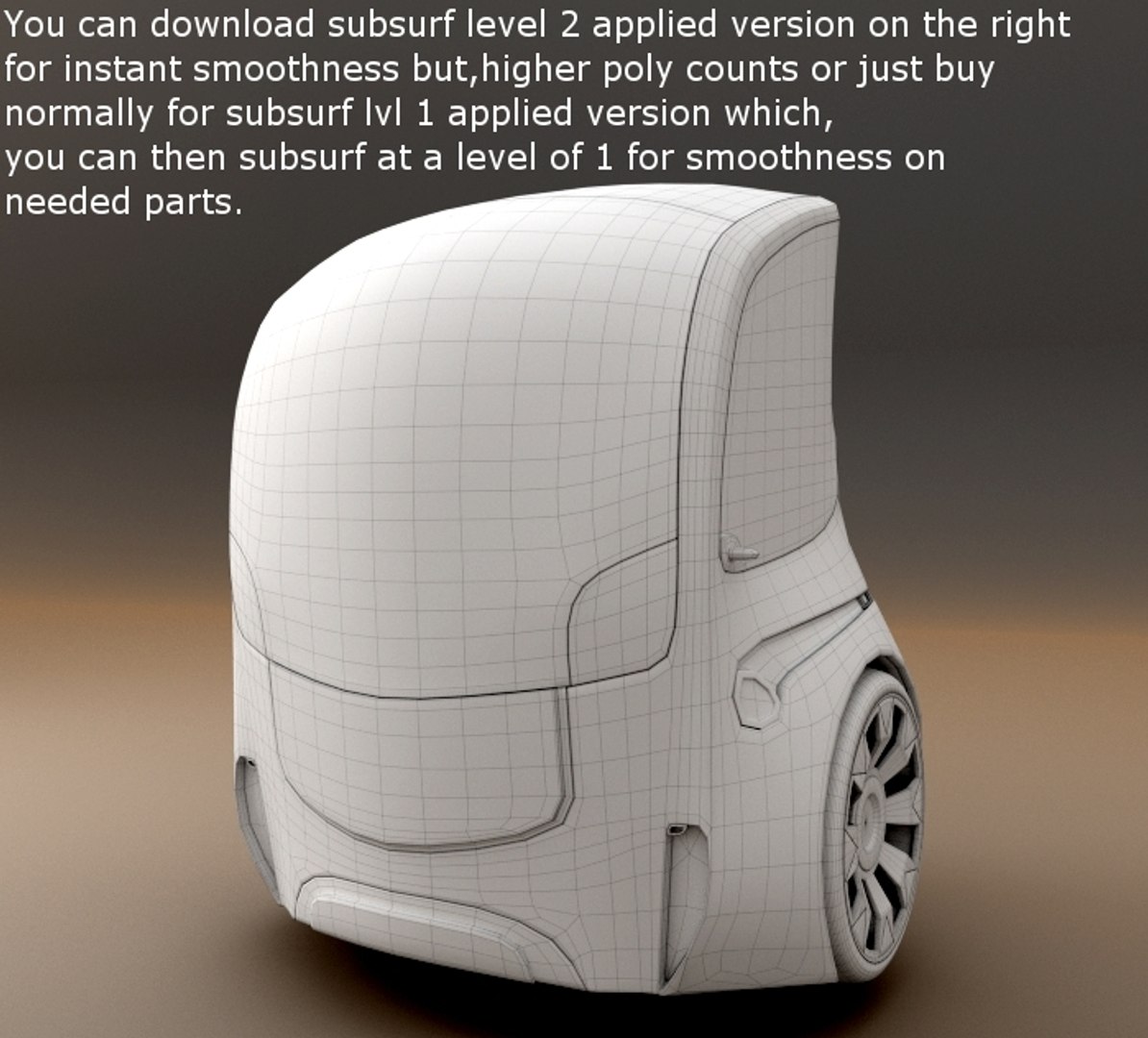 Wheeled Concept Car 3d Model