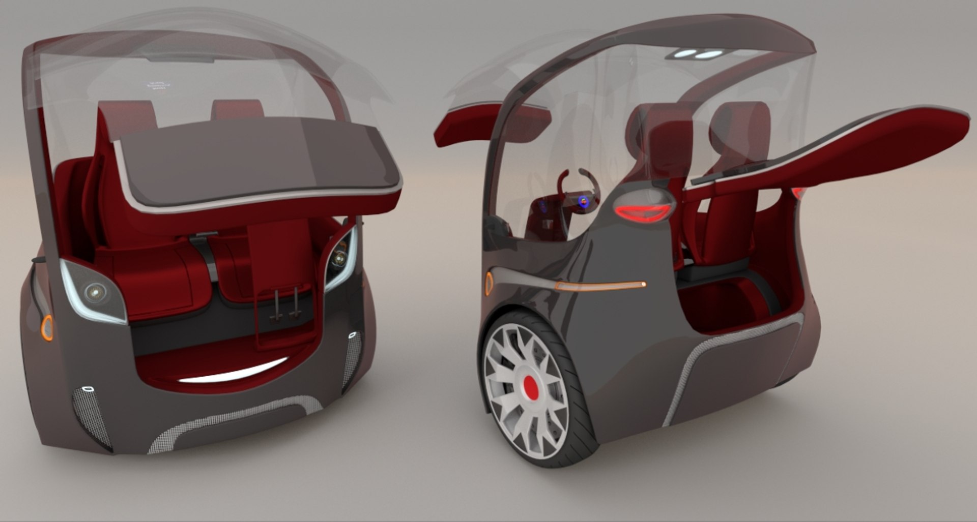 Wheeled Concept Car 3d Model