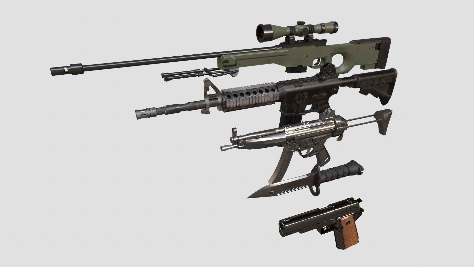 Game Ready Modern Realistic Weapons Pack 3D Model - TurboSquid 2288996