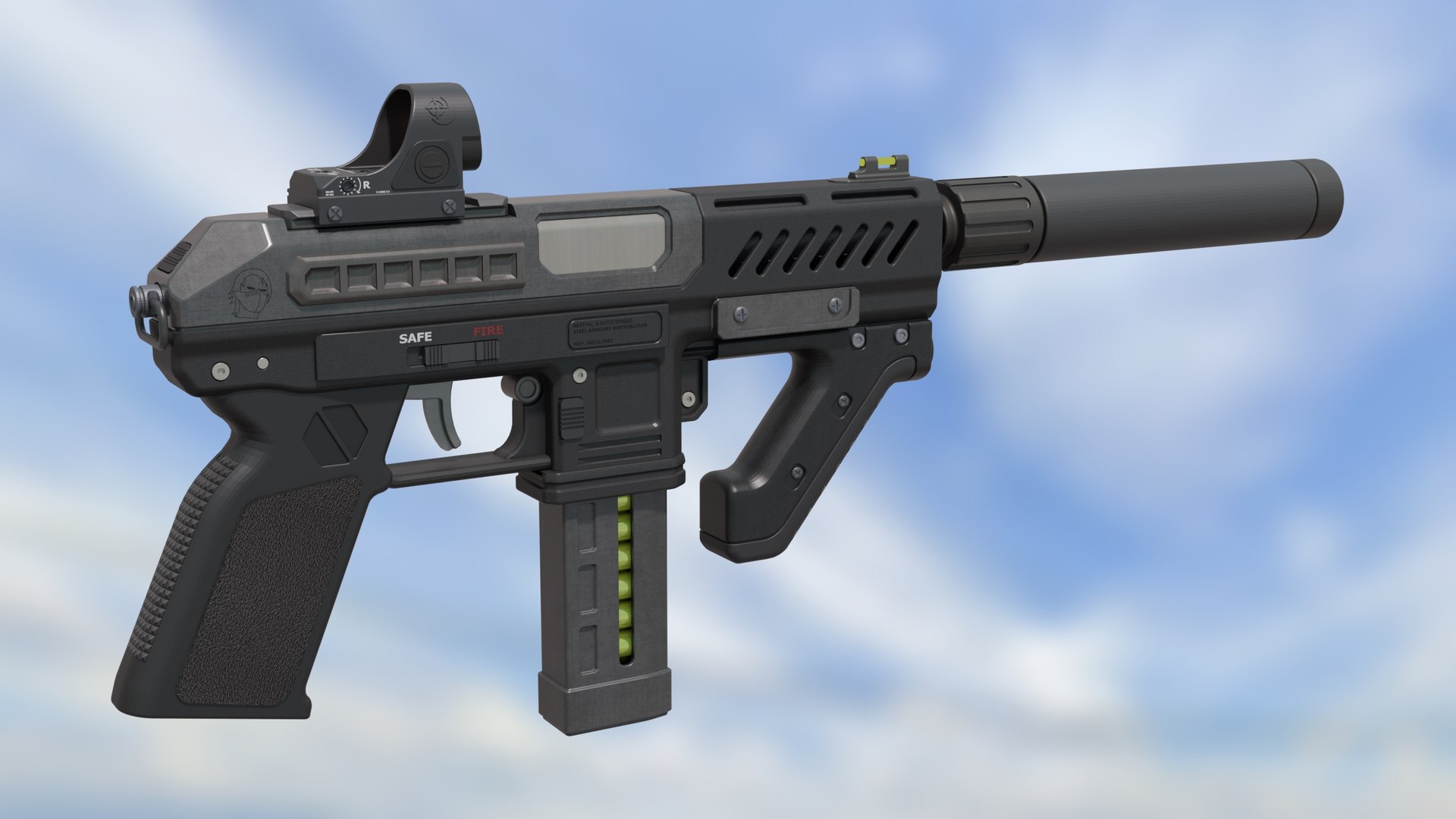 Machine Pistol Single-Auto Reapter 9 3D - TurboSquid 2215300