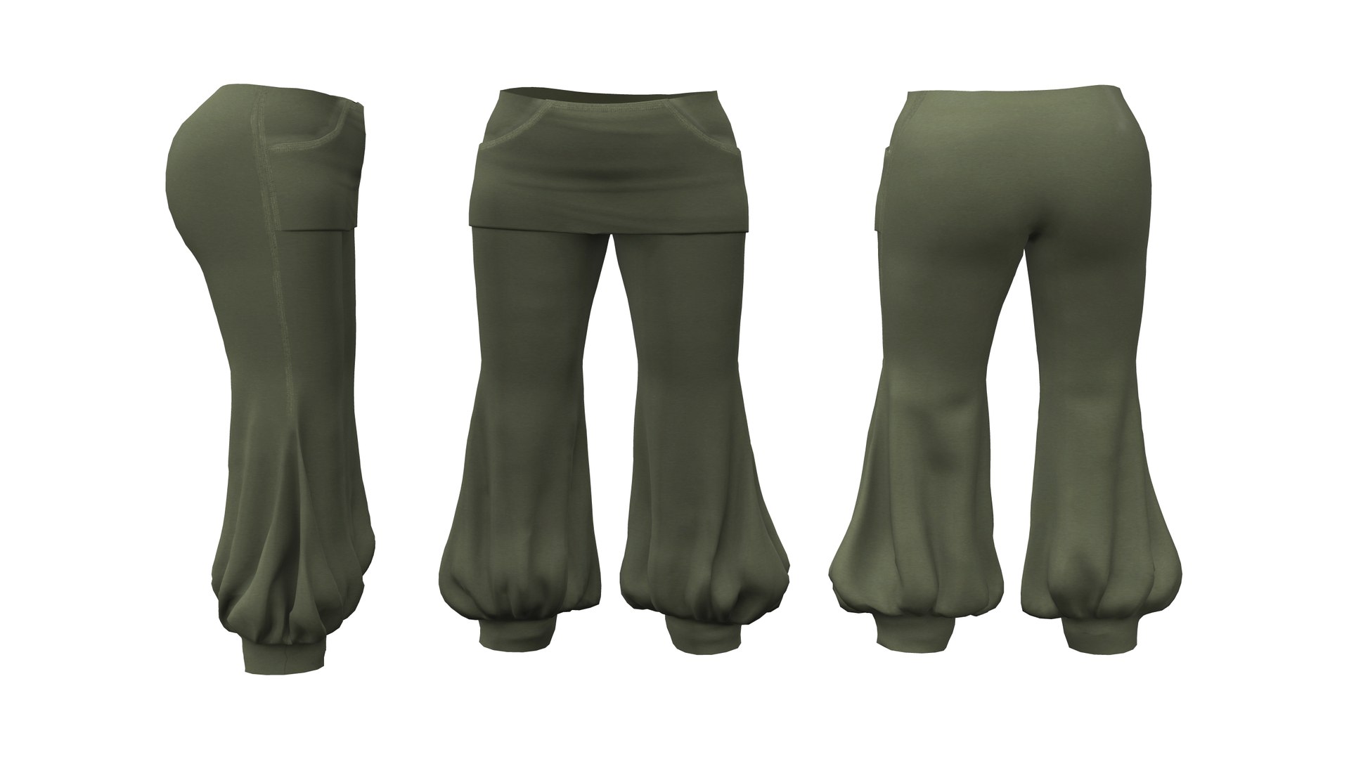 Harem Capri Pants 3D Model - TurboSquid 1766675