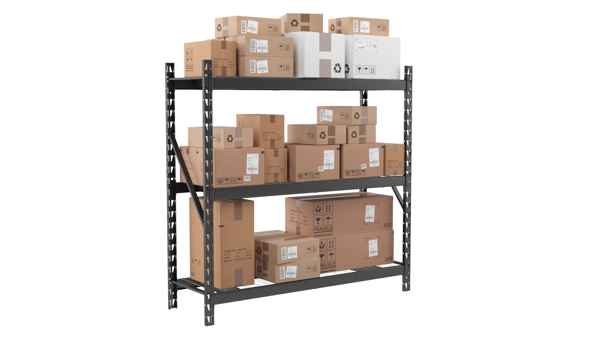 Warehouse Shelf With Boxes 3D Model - TurboSquid 1992005