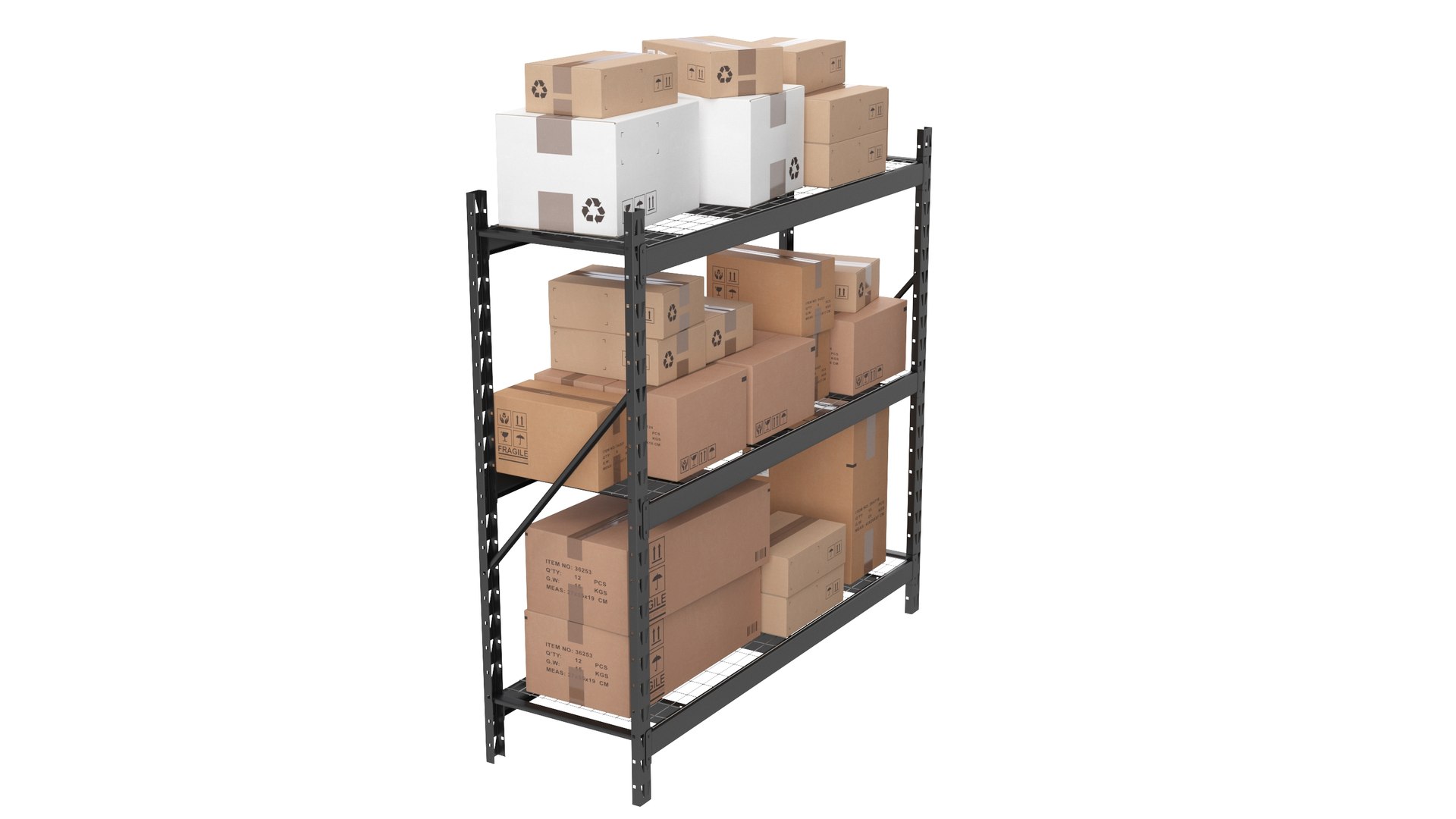 Warehouse Shelf With Boxes 3D Model - TurboSquid 1992005