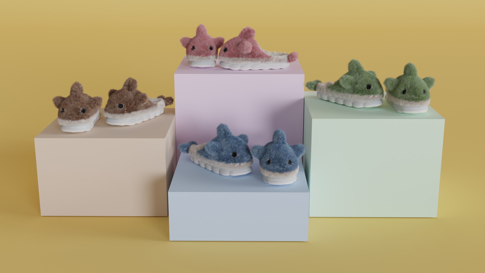 Slippers 4 Colors With Fur And Low Poly Model - TurboSquid 2254747