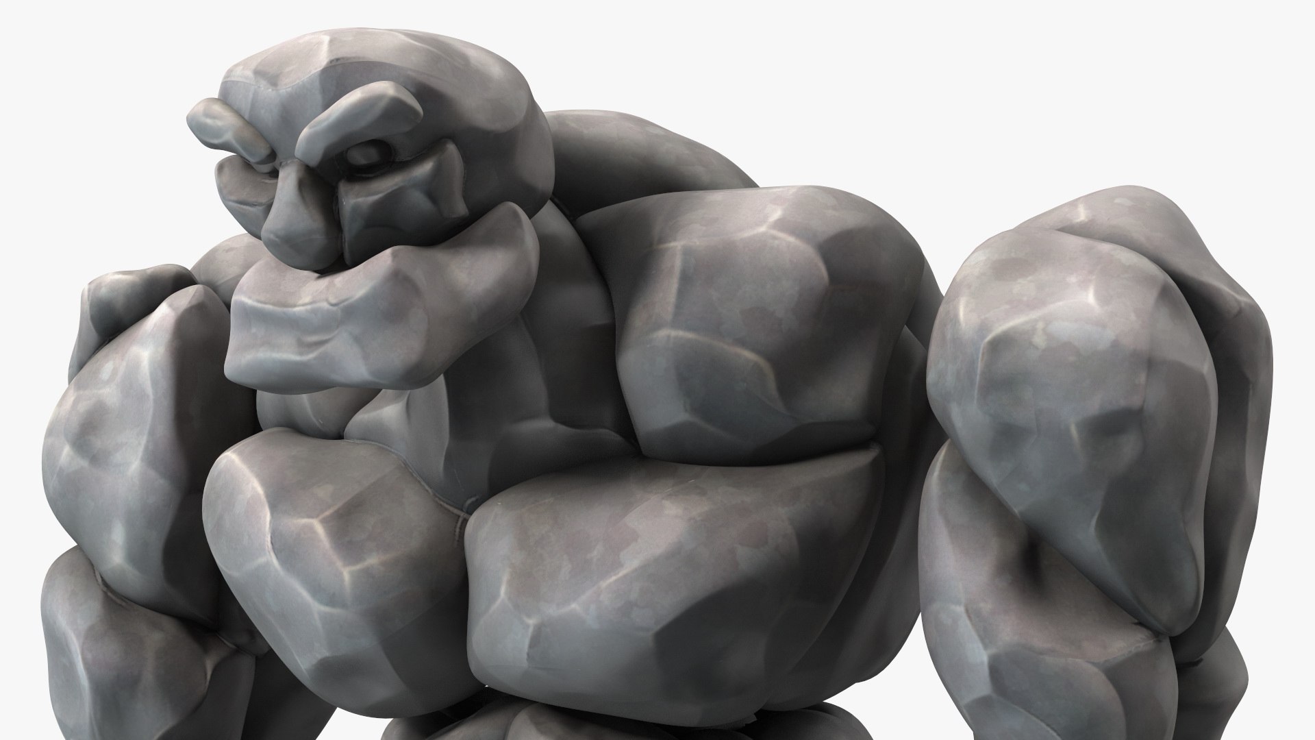 3D Character Stone Golem Cartoon Gray Rigged for Modo model ...