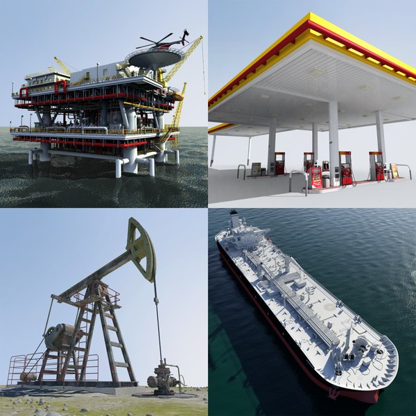 3d model of offshore oil rig platform