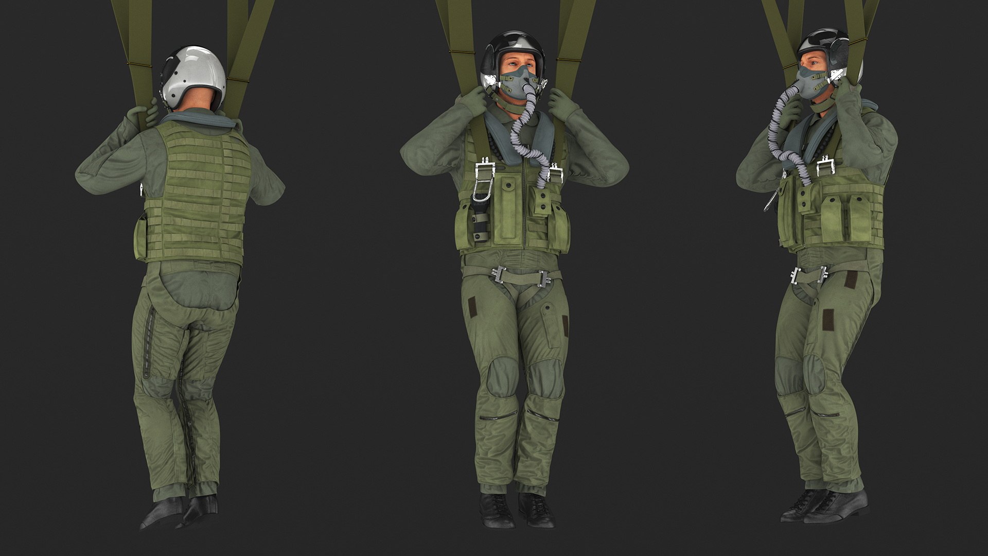 Parachute With US Military Pilot 3D - TurboSquid 2228870