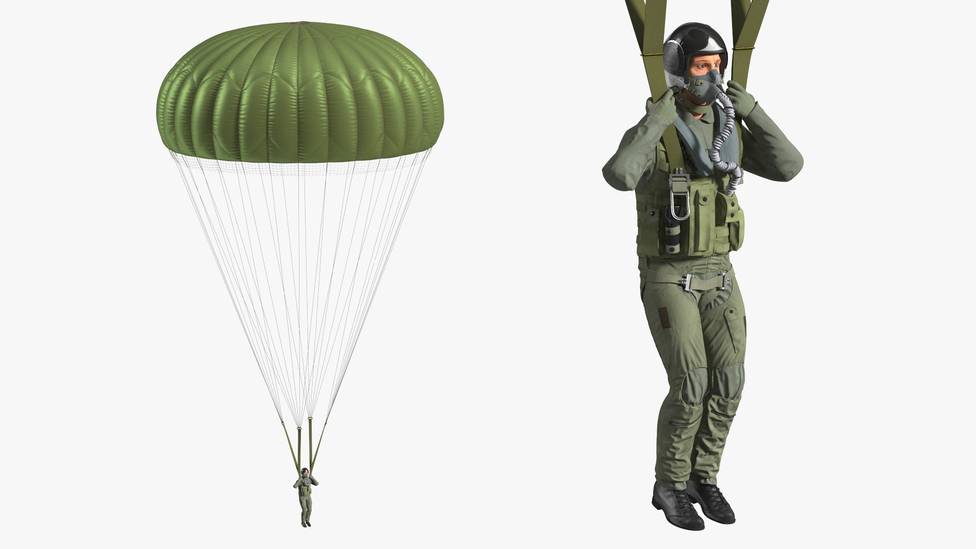 Parachute With US Military Pilot 3D - TurboSquid 2228870
