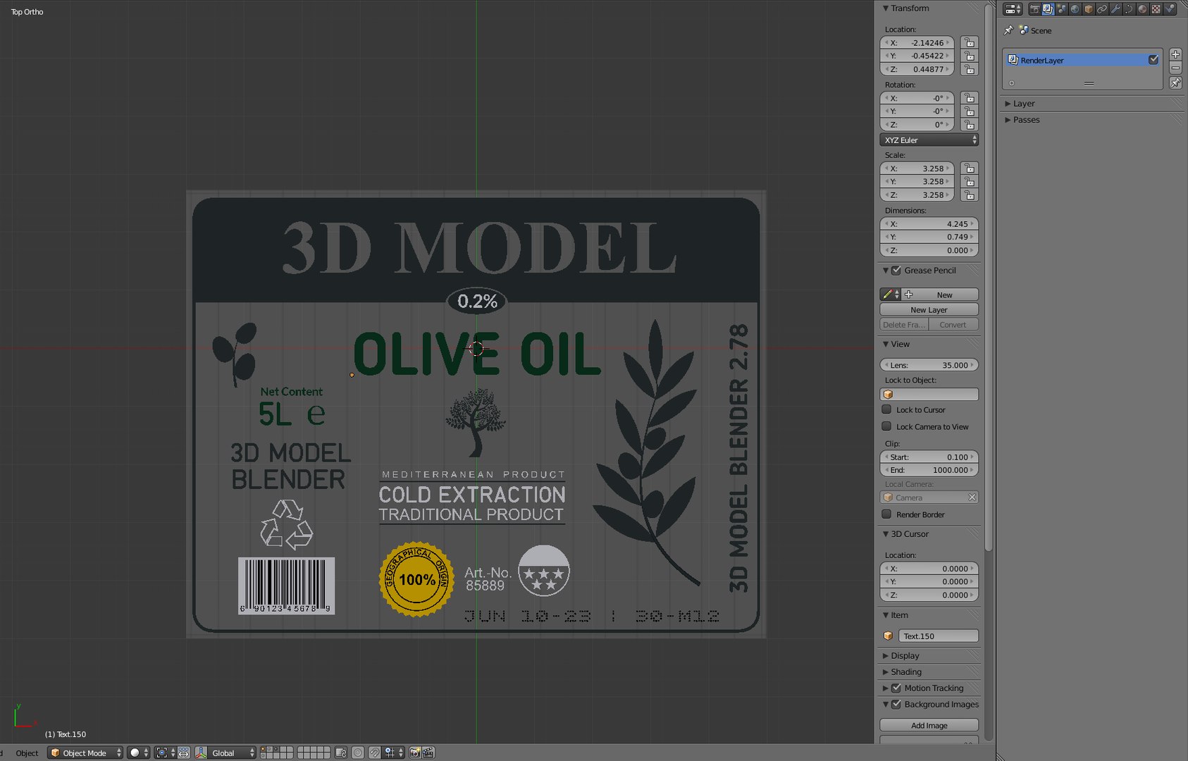 3D Olive Oil Bottle Model - TurboSquid 2029353