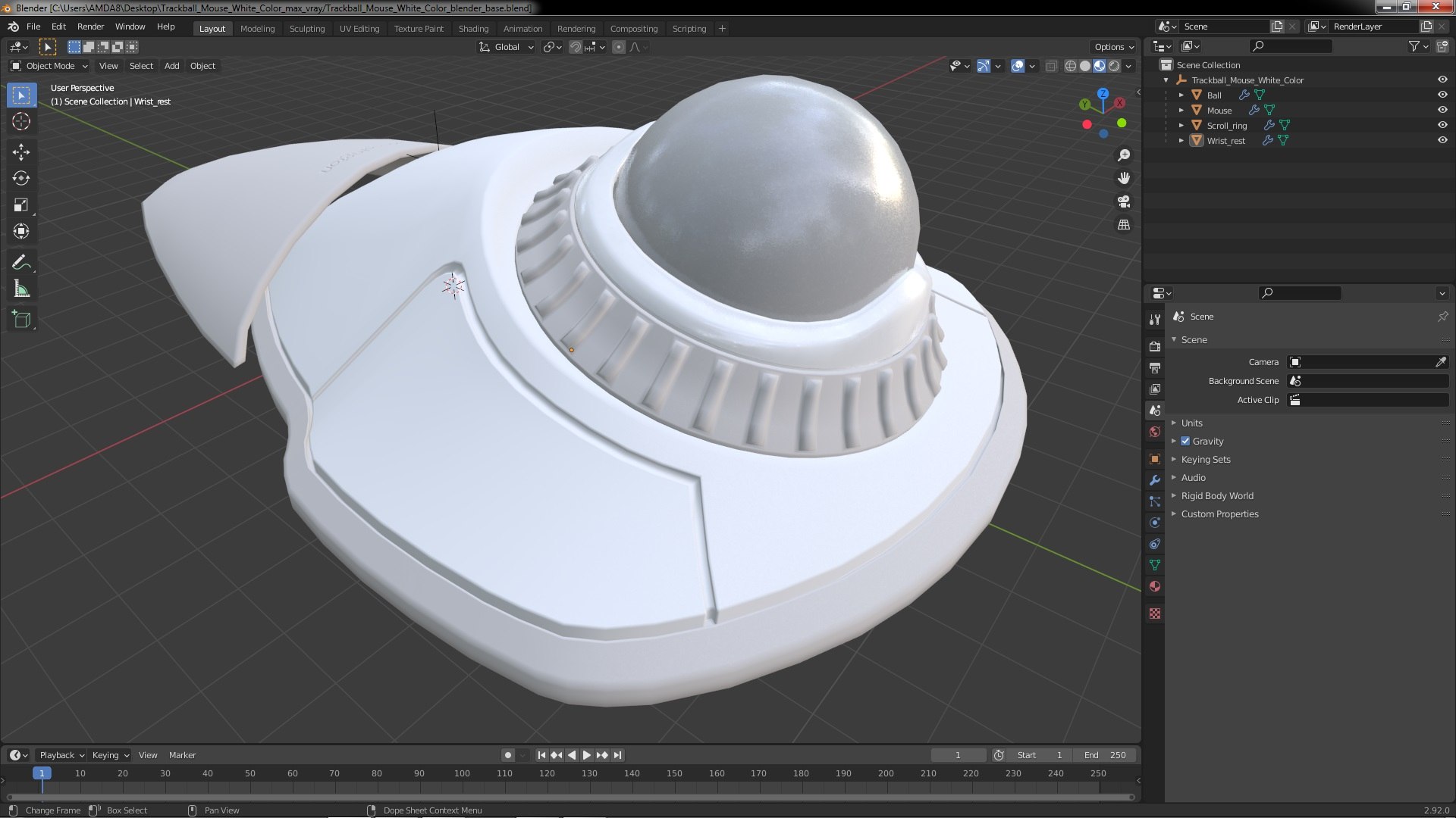 Trackball Mouse White Color model - TurboSquid 2160866