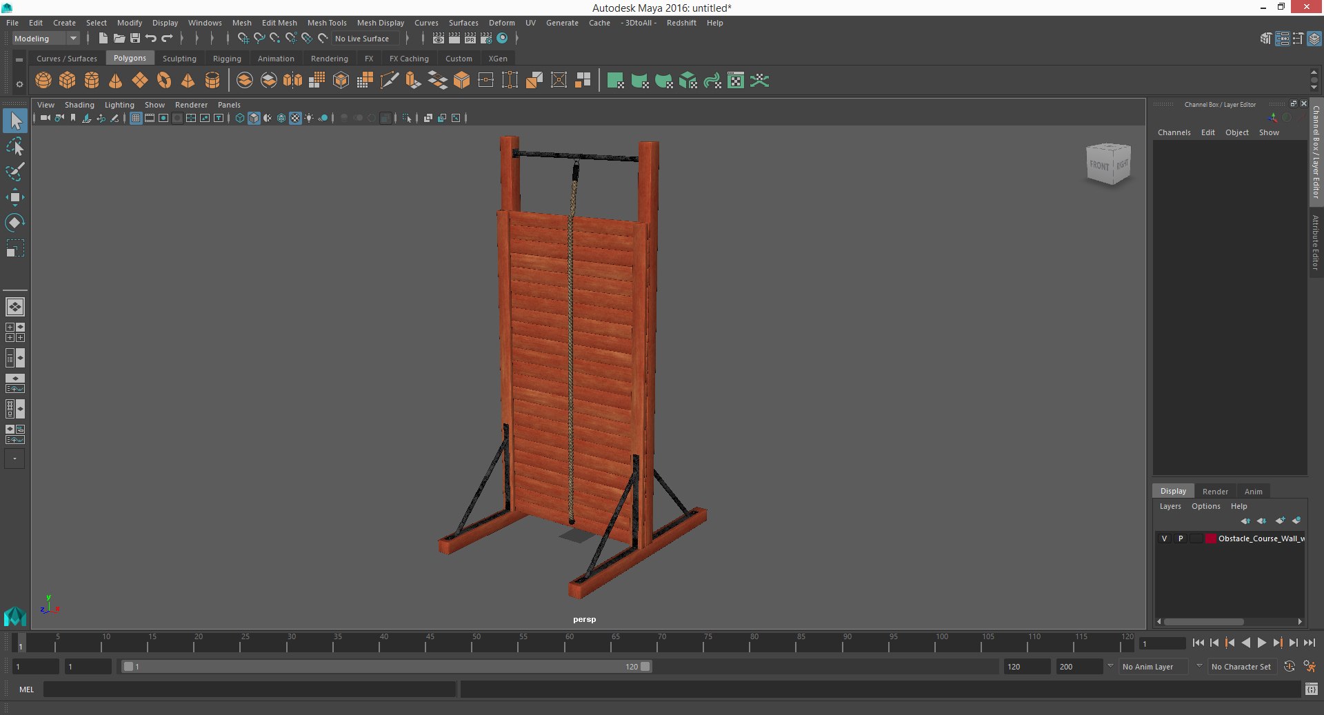3D Obstacle Course Wall With Rope Model - TurboSquid 1902535