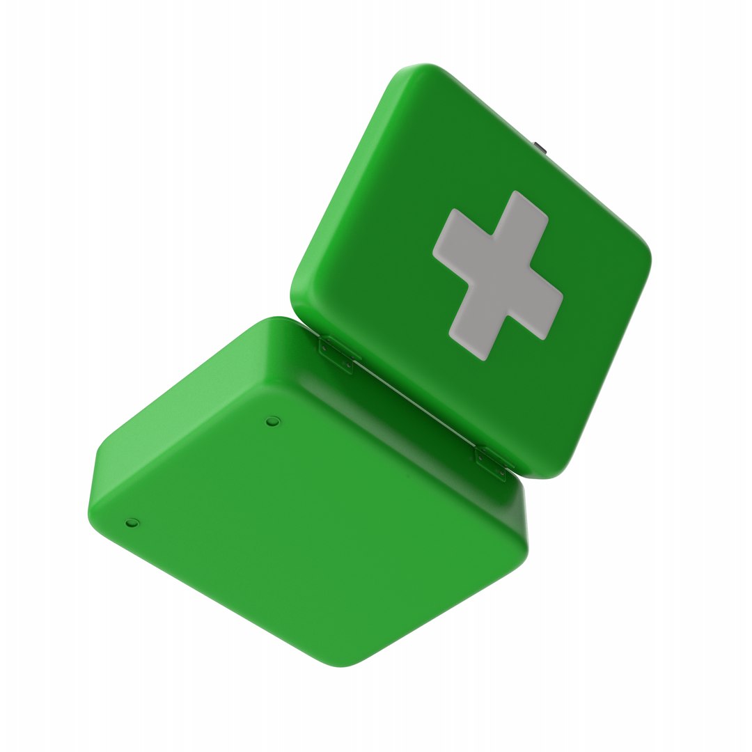 Green Opened First Aid Box 3D - TurboSquid 2190357
