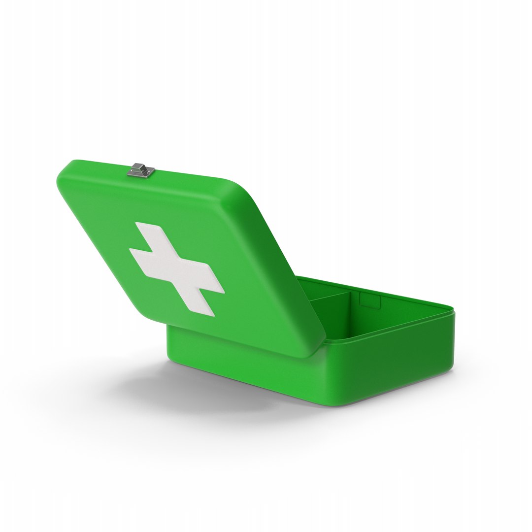 Green Opened First Aid Box 3D - TurboSquid 2190357