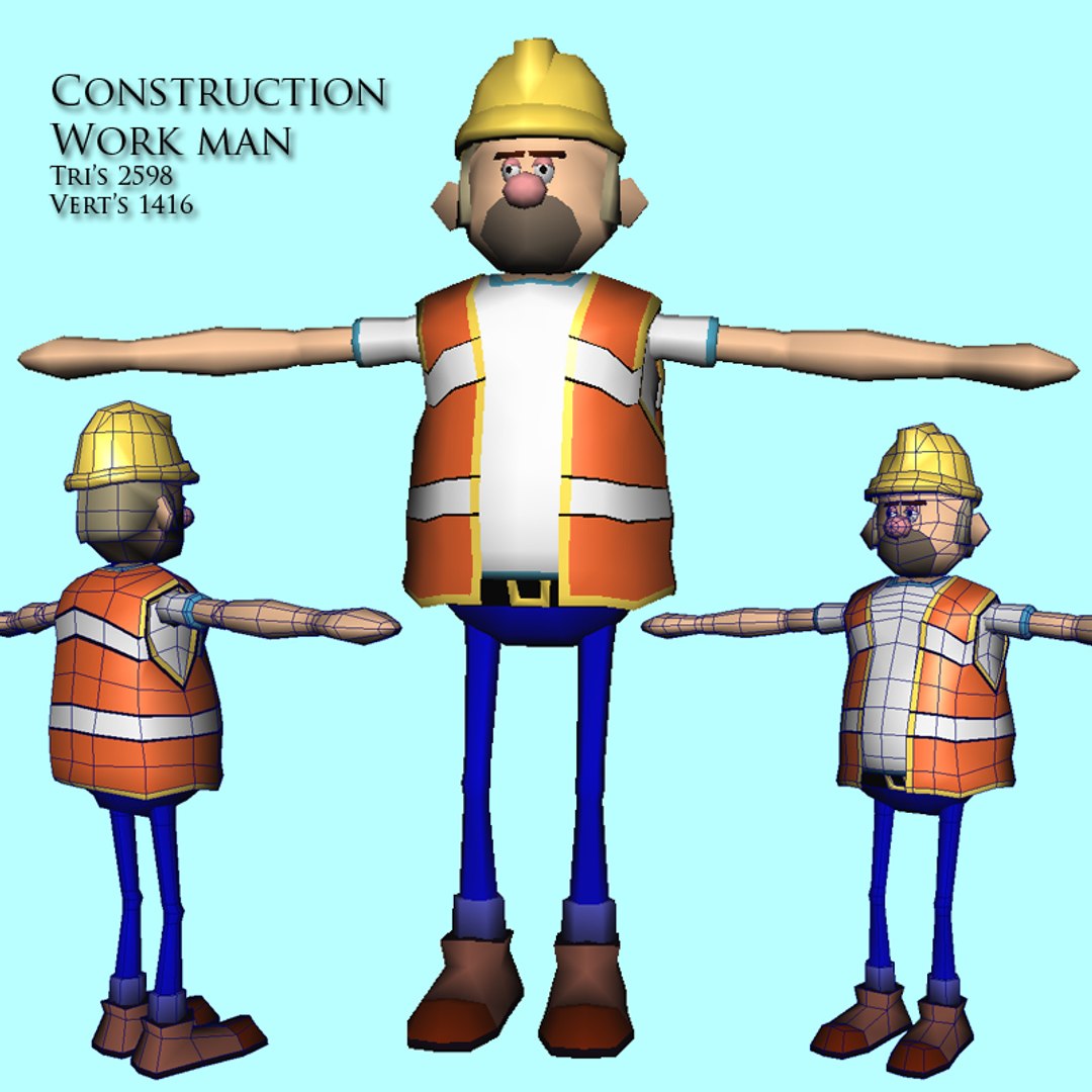 3d man character construction model