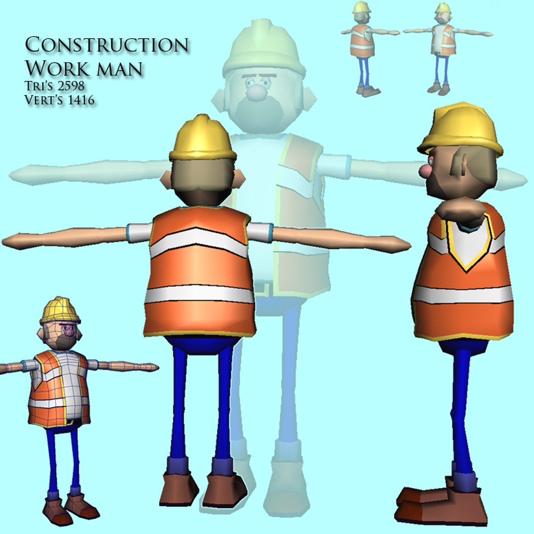 3d man character construction model