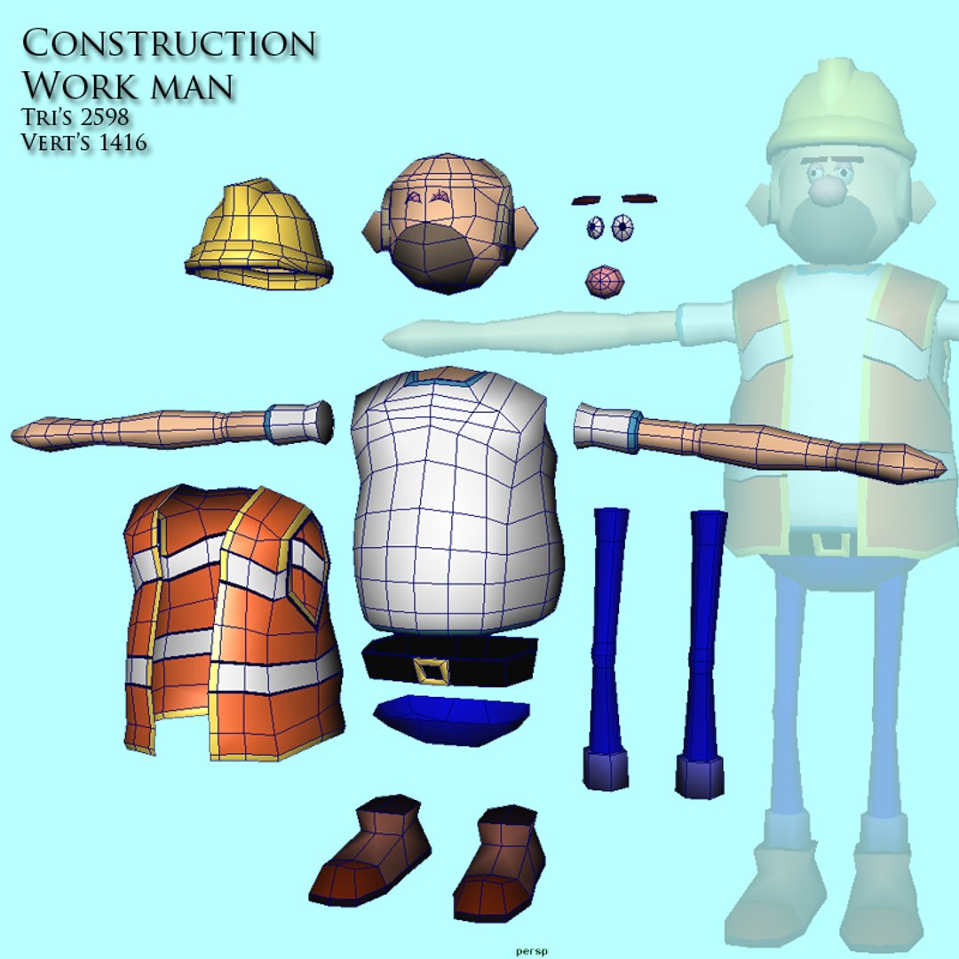 3d man character construction model