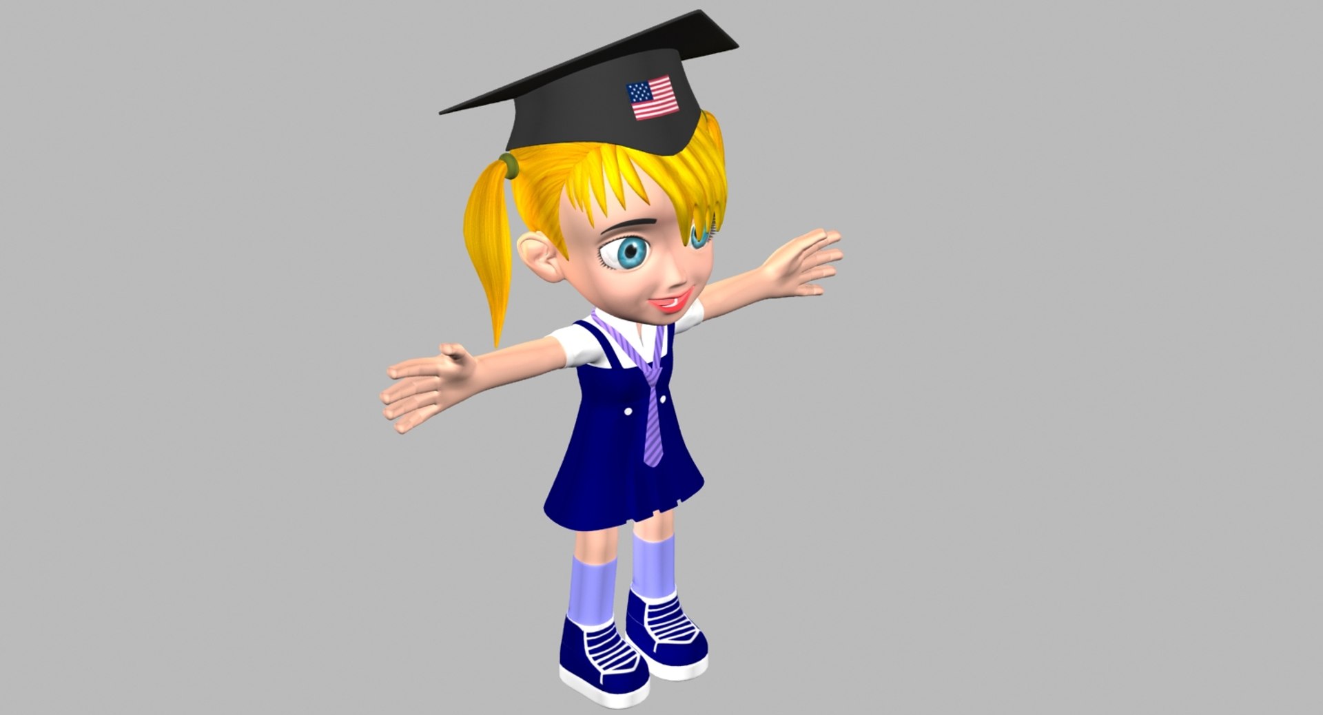 Cartoon Girl Student Model - TurboSquid 1365948