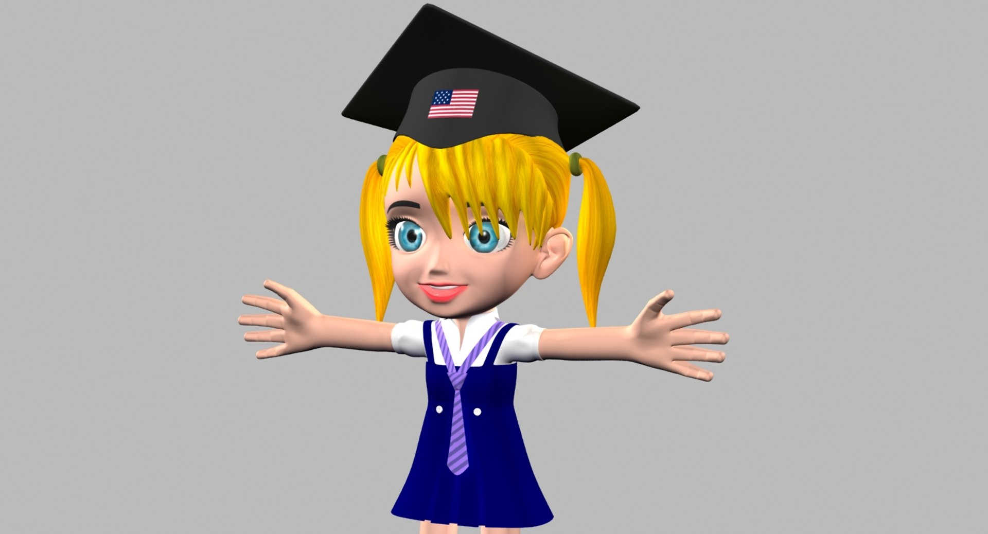 Cartoon Girl Student Model - TurboSquid 1365948
