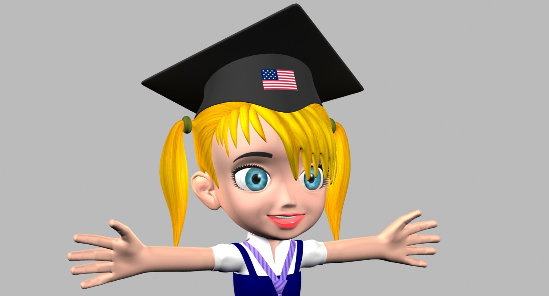 Cartoon Girl Student Model - TurboSquid 1365948