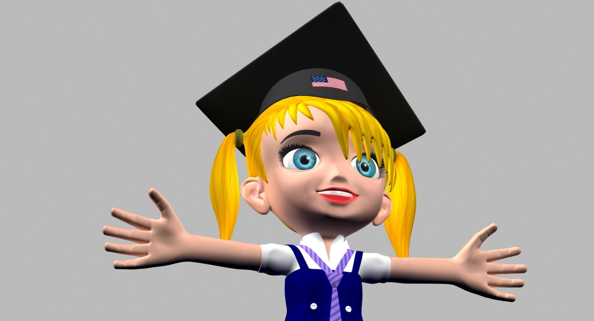 Cartoon Girl Student Model - TurboSquid 1365948