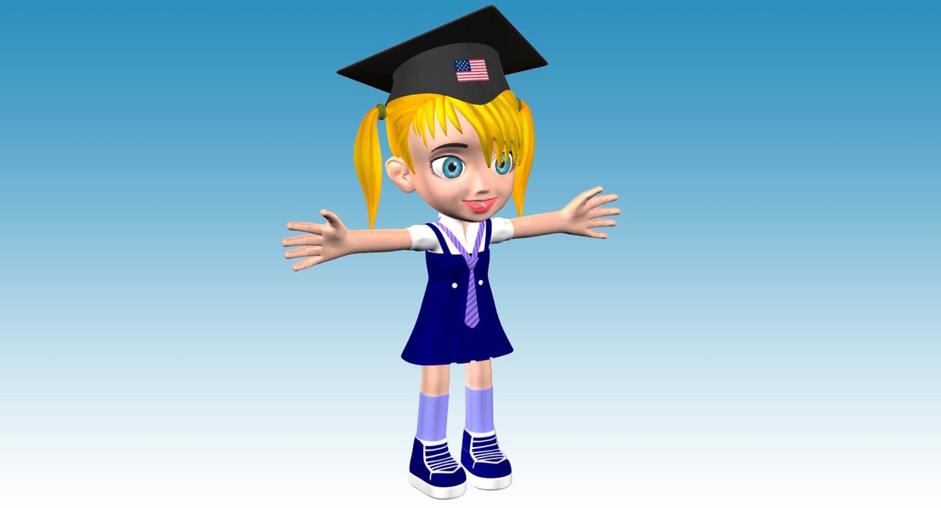 Cartoon girl student model - TurboSquid 1365948