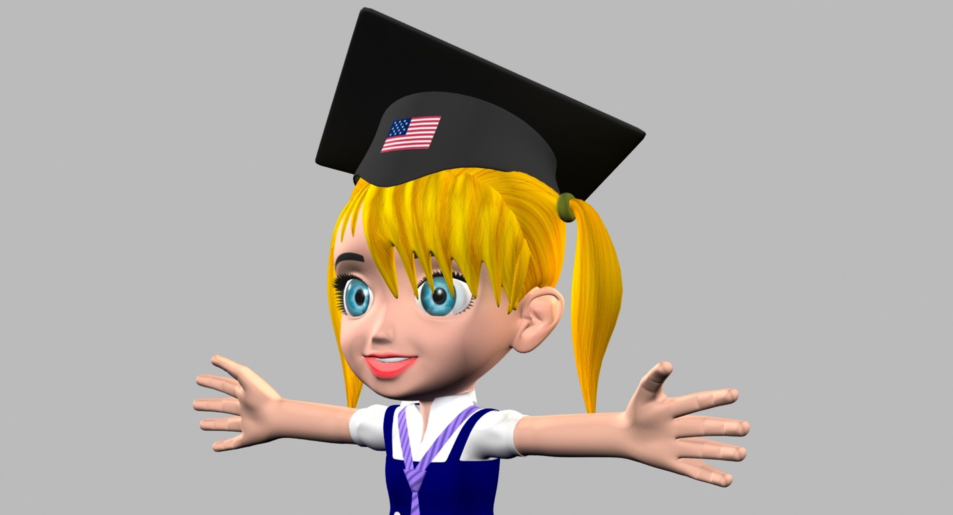 Cartoon Girl Student Model - TurboSquid 1365948