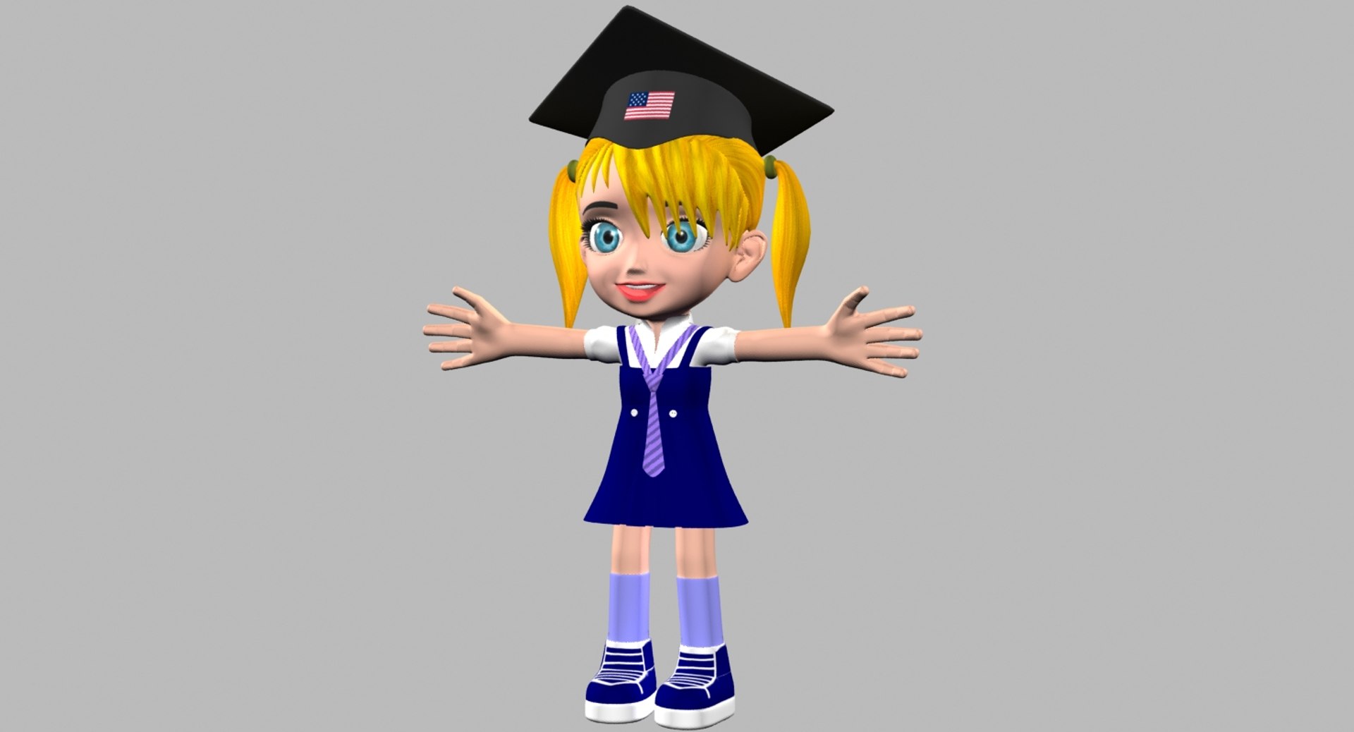 Cartoon Girl Student Model - TurboSquid 1365948