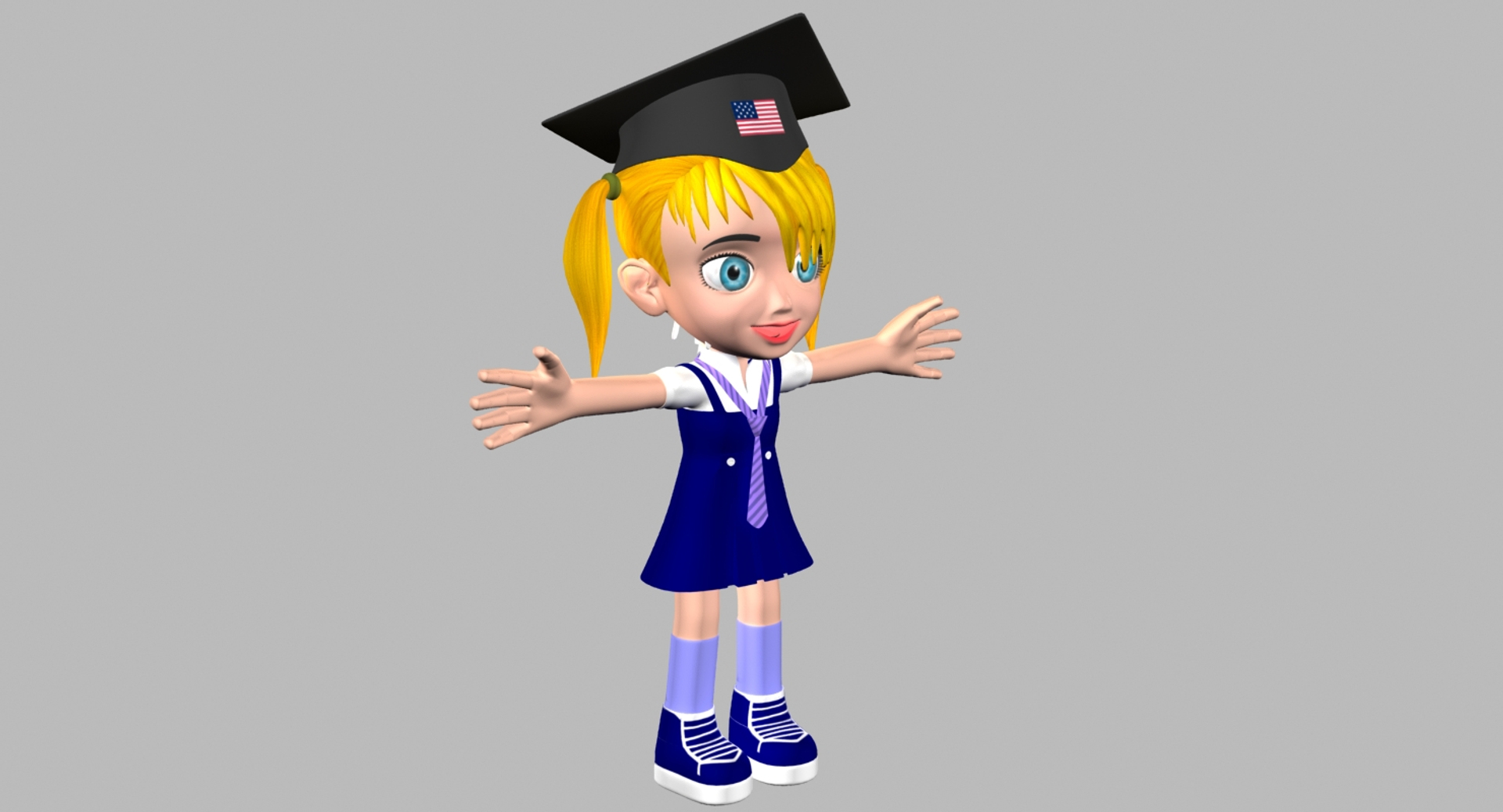 Cartoon Girl Student Model - TurboSquid 1365948