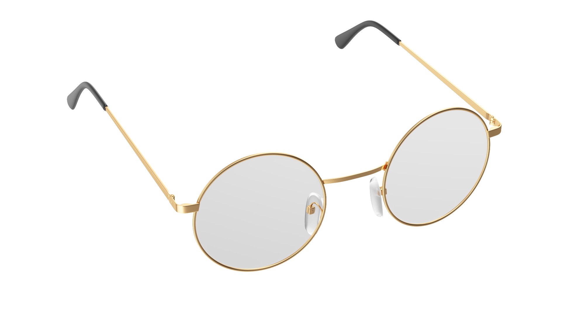 Round Circle Golden Frame with Clear Lens Glasses 3D model - TurboSquid ...