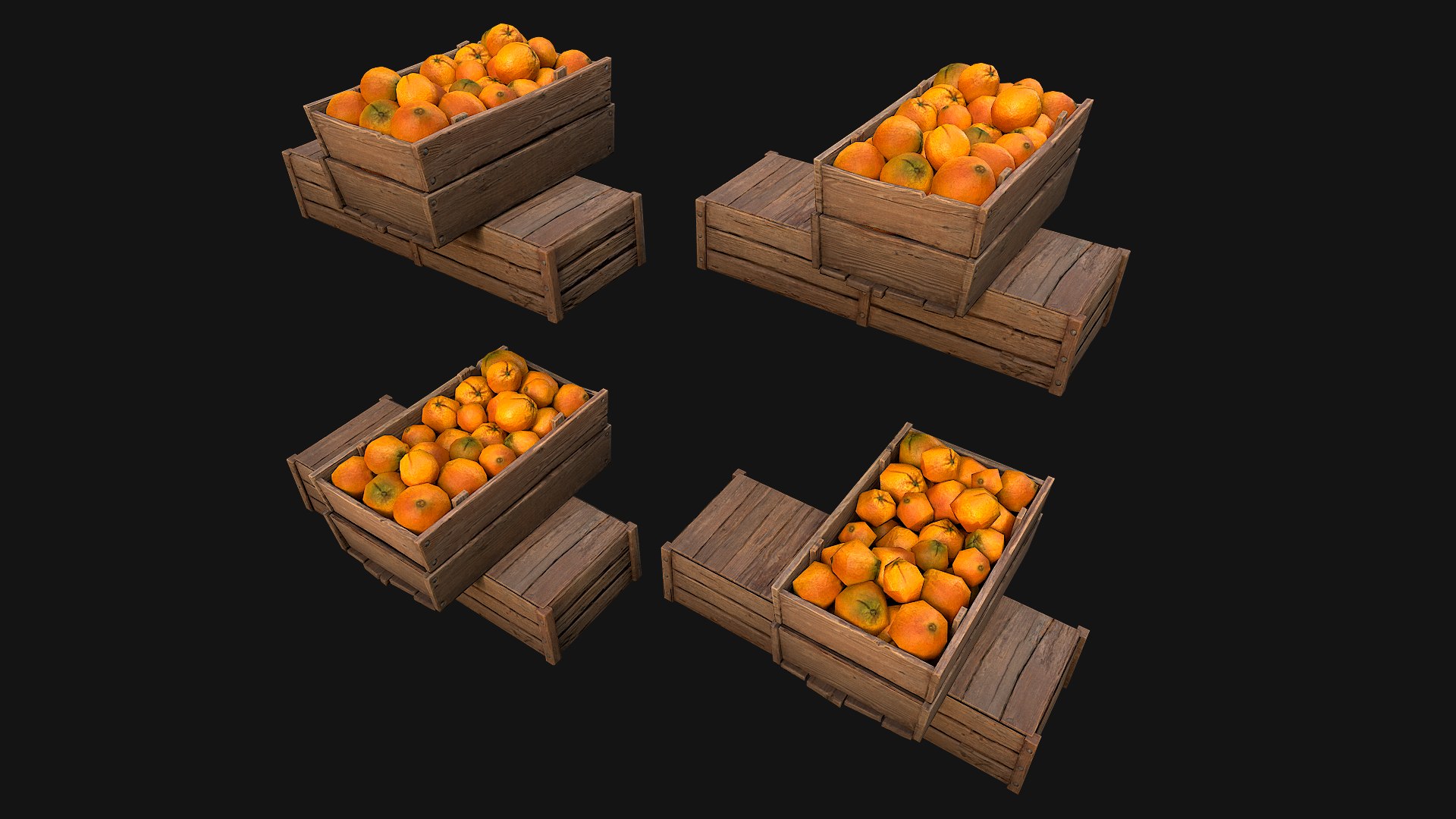 3D Crate Oranges Box Stand model - TurboSquid 1919563