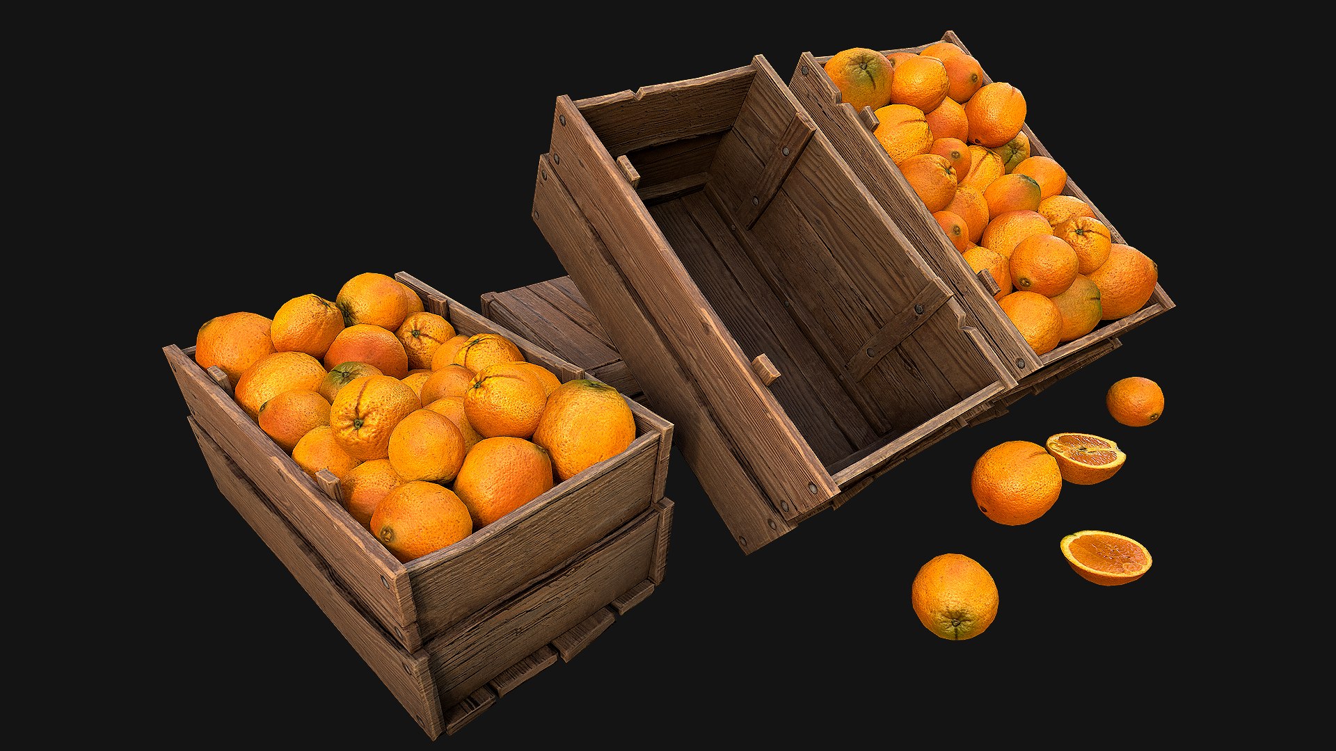 3D Crate Oranges Box Stand Model - TurboSquid 1919563