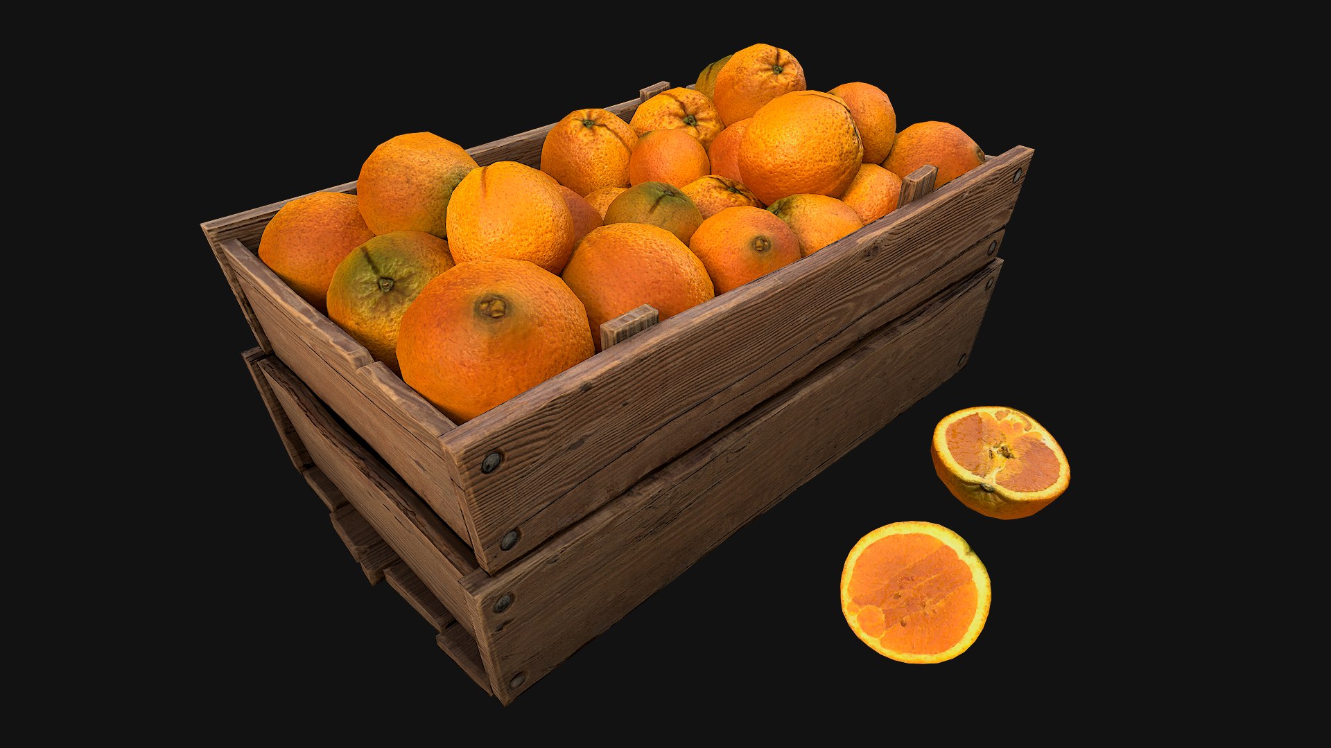 3D Crate Oranges Box Stand model - TurboSquid 1919563