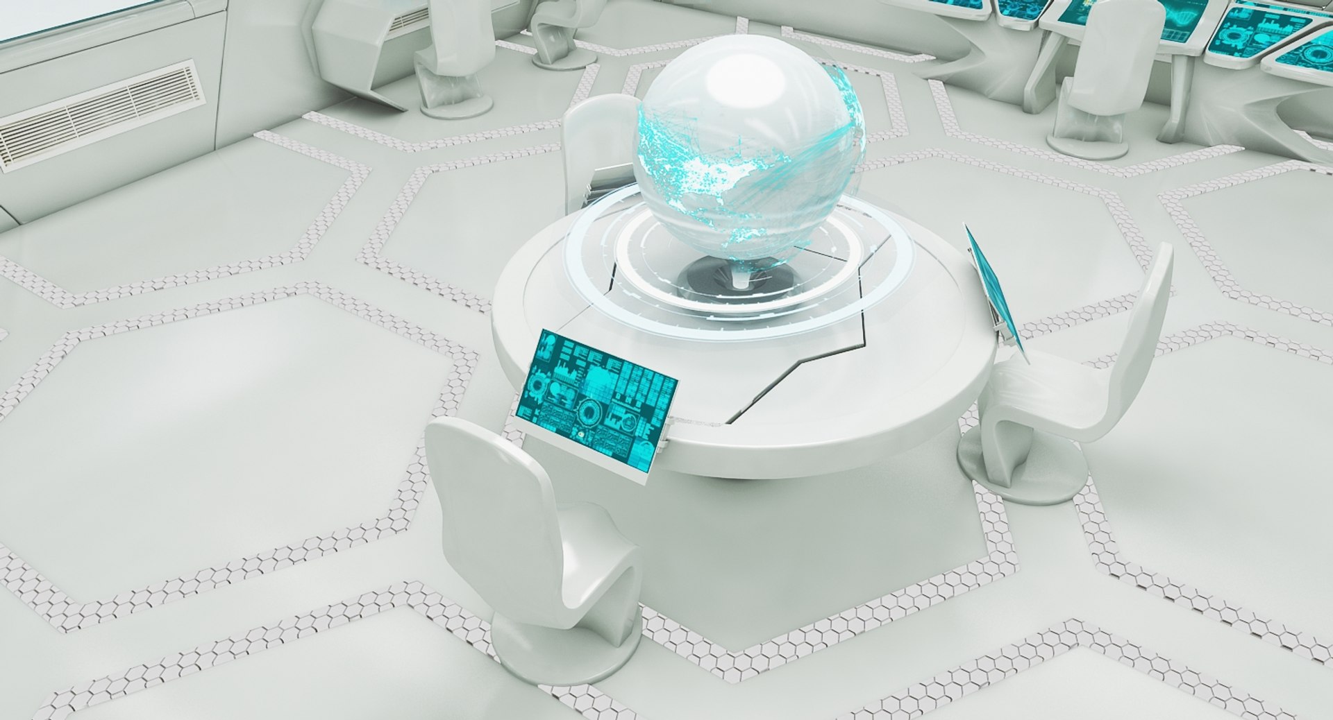 Realistic sci-fi control room 3D model - TurboSquid 1438509