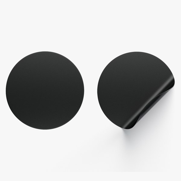 3D Two Black Round Stickers - flat and curled corners glutinous tally ...