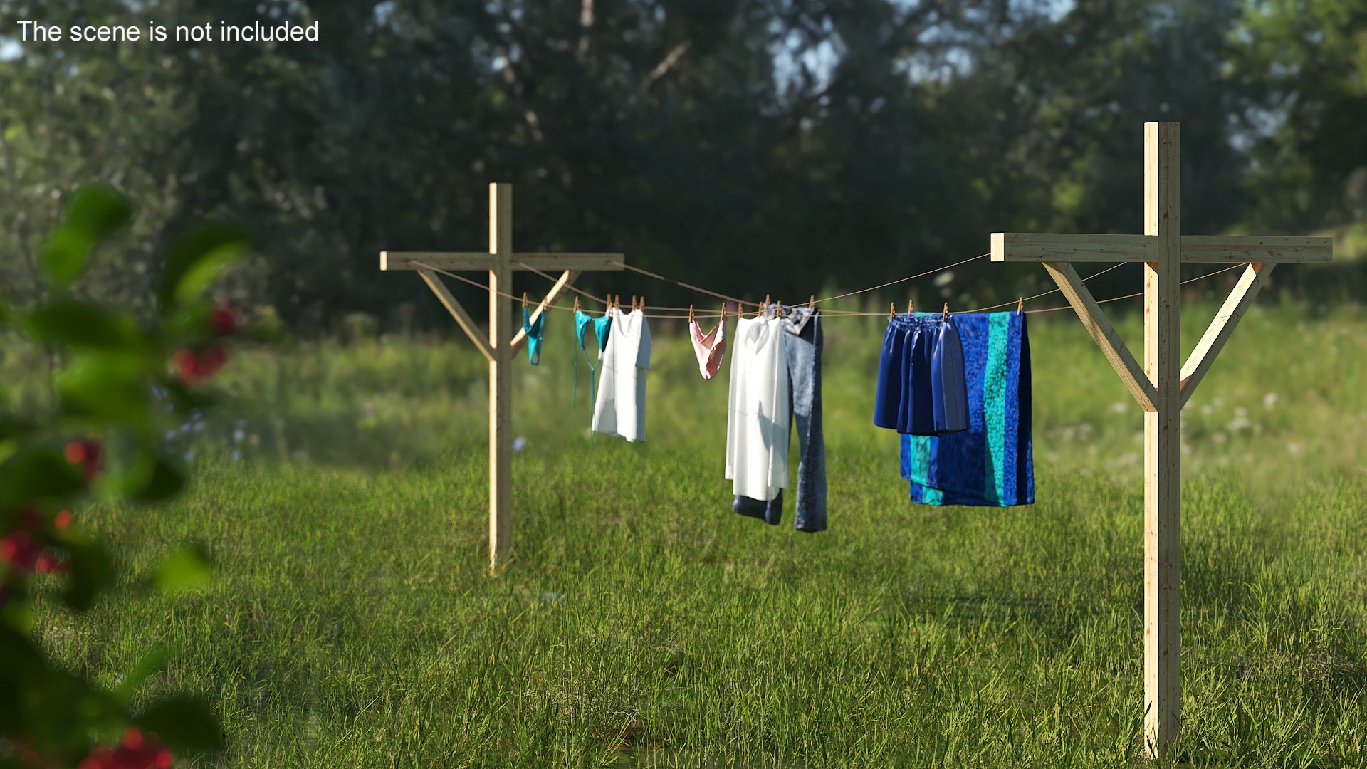 3D Clothes Hanging On Laundry Line - TurboSquid 2311461