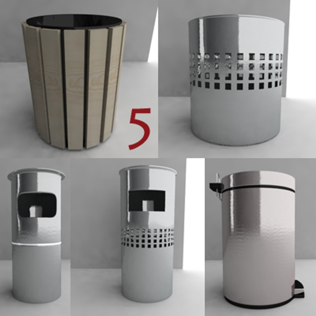 3d model bin trash dustbin