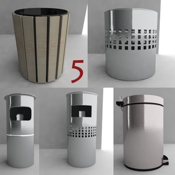 3d model bin trash dustbin