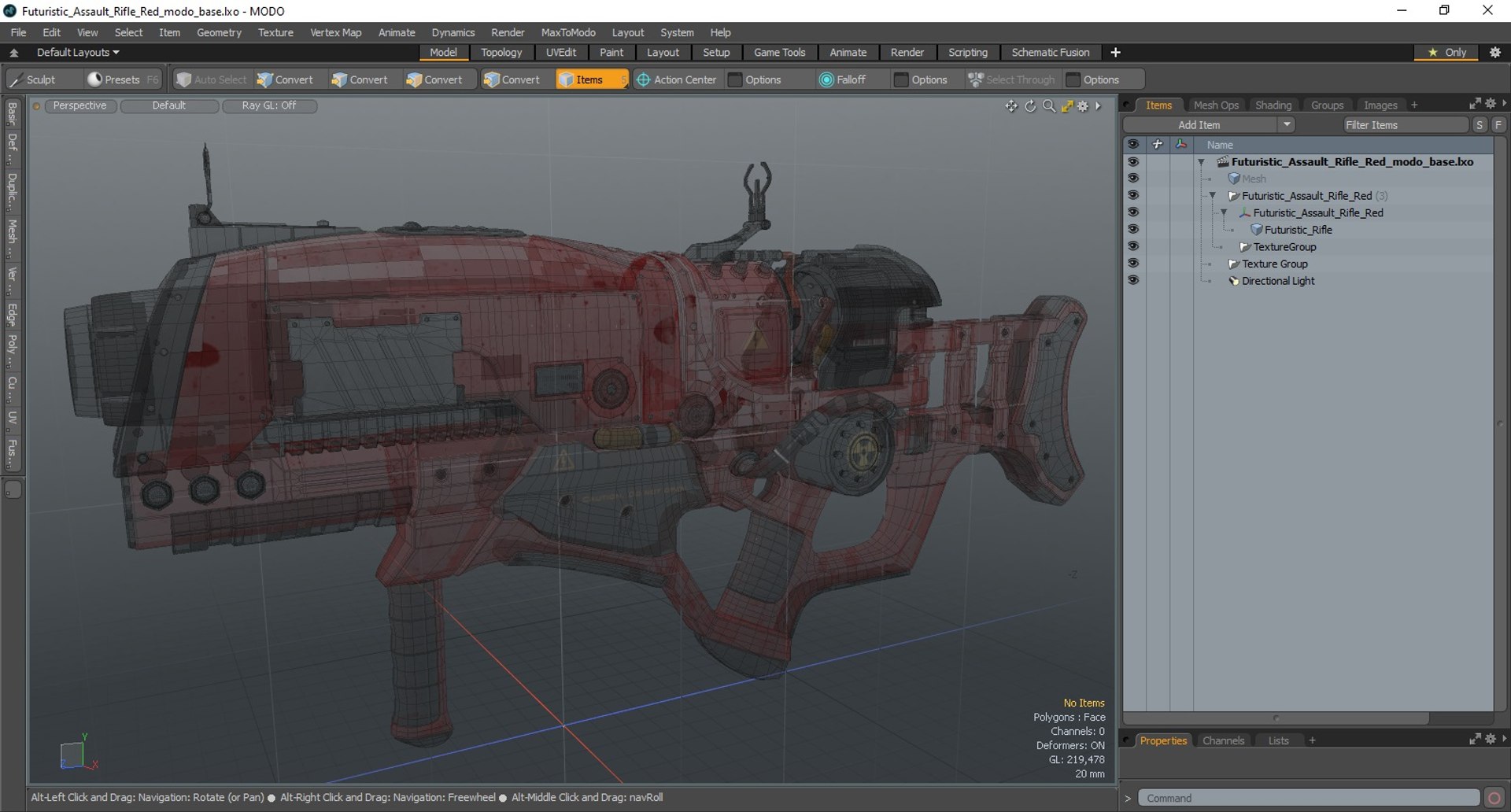 Futuristic Assault Rifle Red 3D Model - TurboSquid 2211538