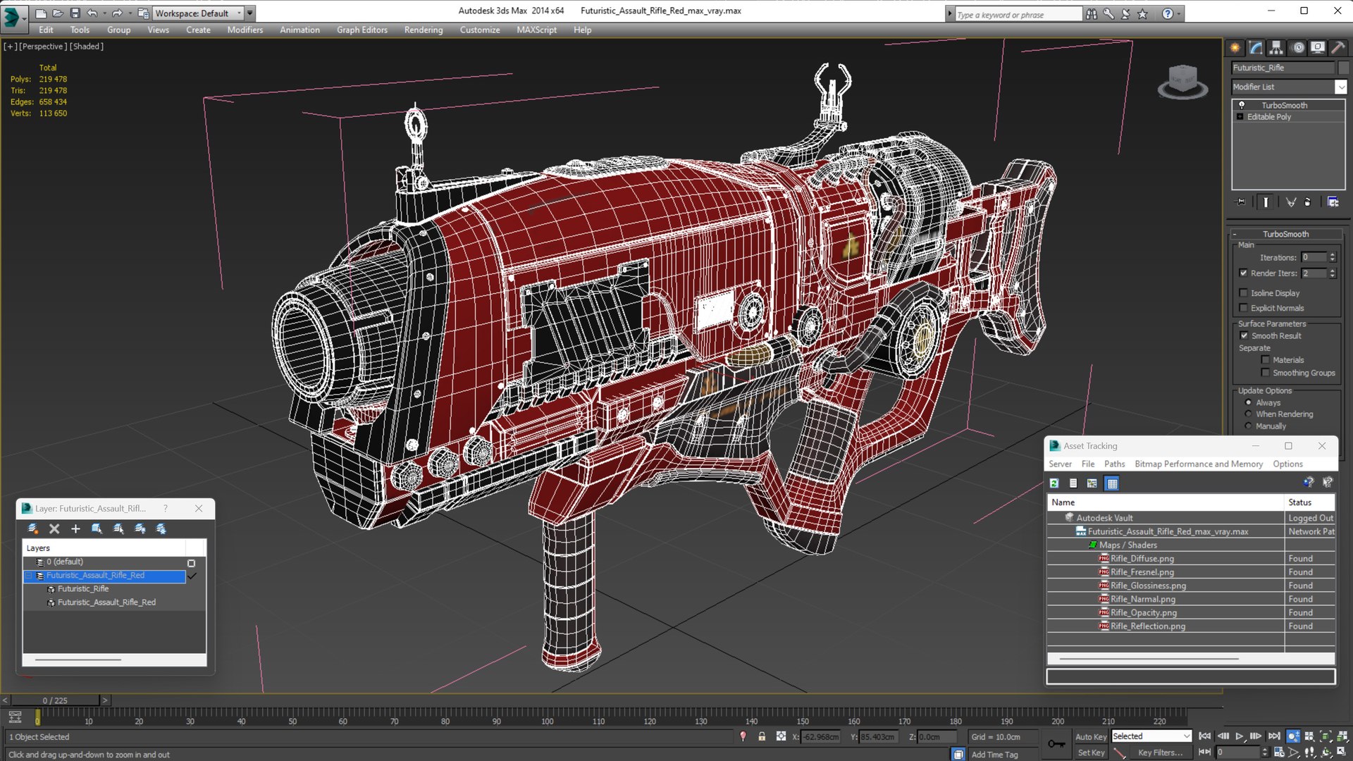 Futuristic Assault Rifle Red 3D Model - TurboSquid 2211538