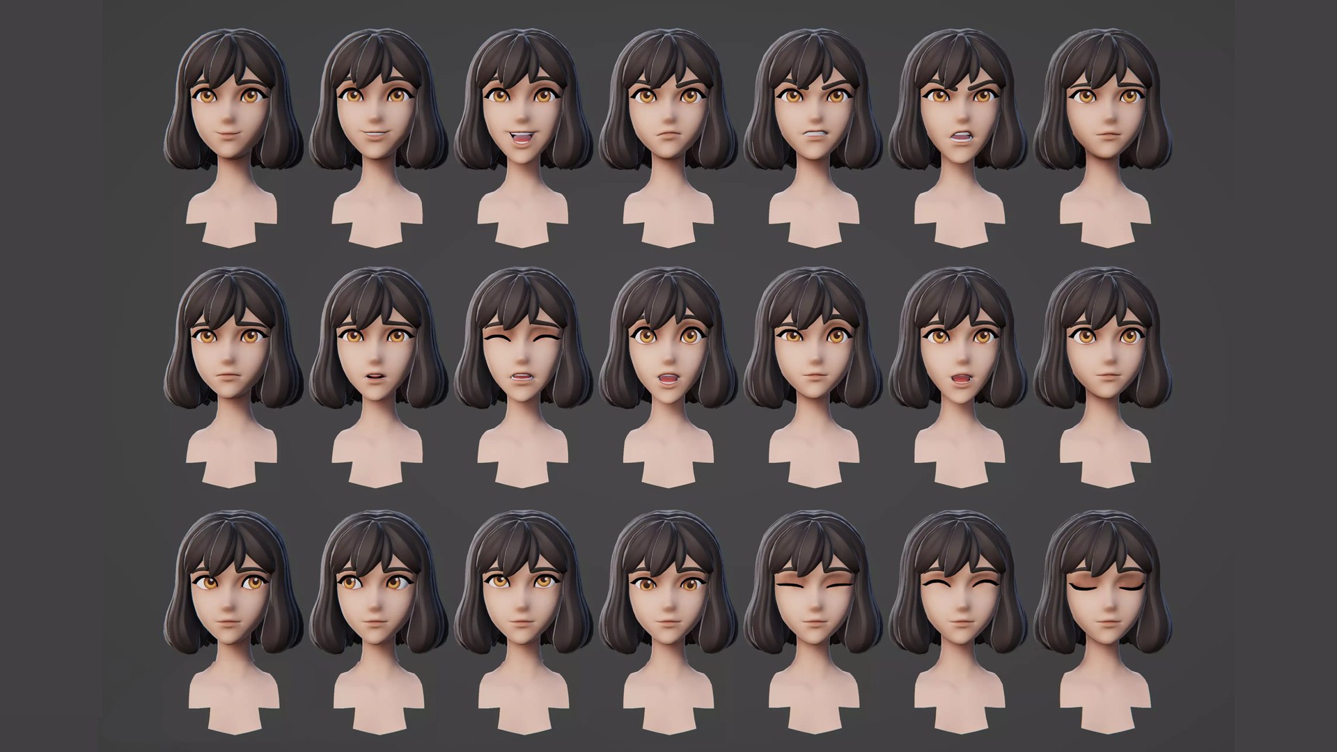 Stylized Moduler Anime Characters 3D Model - TurboSquid 2204854