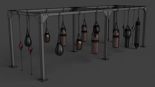 Metal Rack with Punching Bags 3D - TurboSquid 1930286