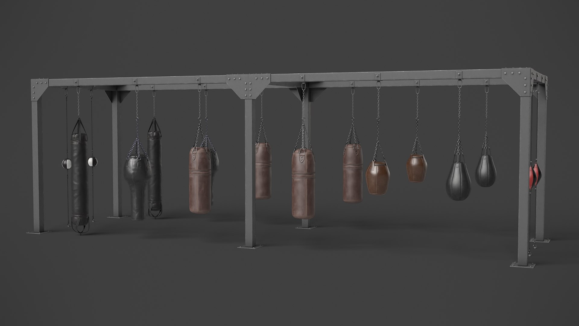 Metal Rack With Punching Bags 3D - TurboSquid 1930286
